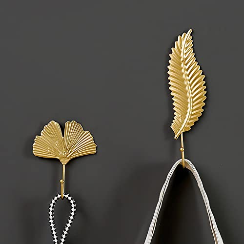 BOOMLATU Large Decorative Leaves Iron Hooks,Wall Mounted Single Coat Hooks Pack of 3 (Style A)