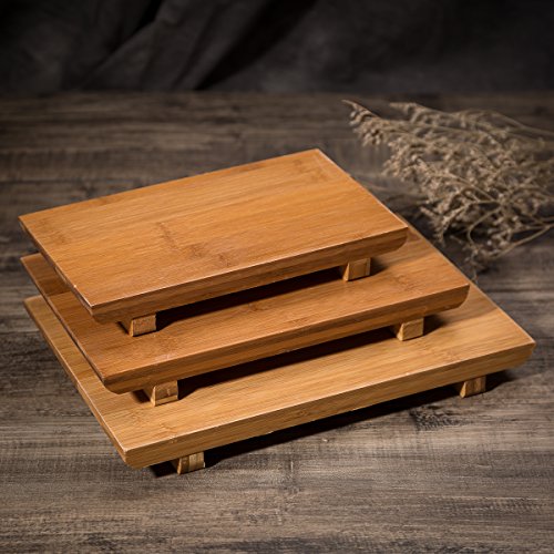 THY COLLECTIBLES Sashimi Sushi Bamboo Serving Geta Plate - Japanese Style Tableware Bamboo Sushi Board Cutting Tray (L10.6 x W7)