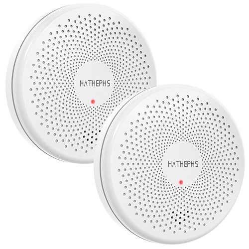 Carbon Monoxide Detector Smoke Detector Combo, HATHEPHS 10 Year Battery Ultra-Thin Photoelectric Smoke Alarm and CO Detector with Large Test/Silence Button, 2-Pack
