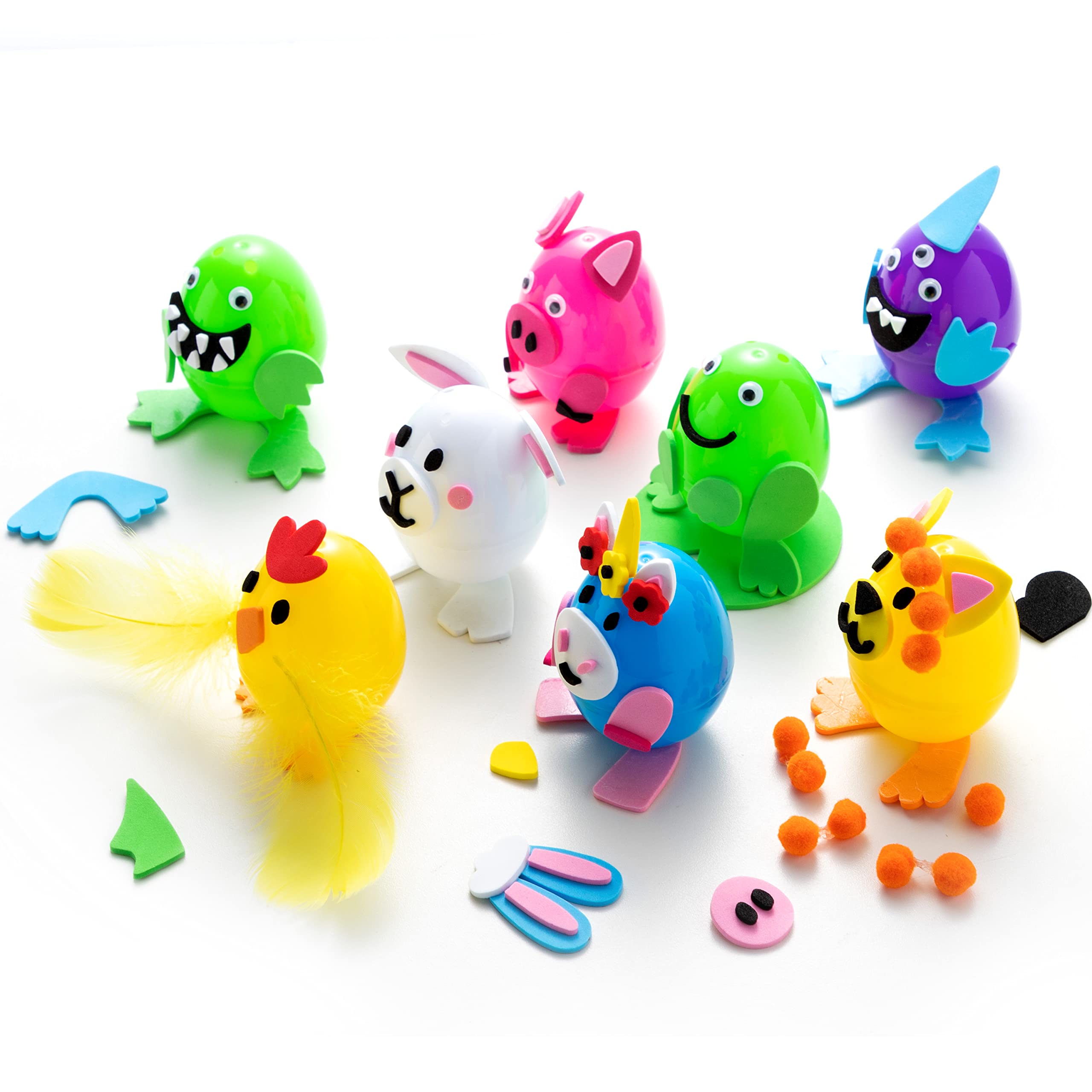 JOYIN 12 Sets Easter Eggs Decorating Craft Kit Toy for Kids, Easter DIY Animal Foam Craft Kits with Easter Eggs for Kids Easter Eggs Art Crafts Activities Easter Decorations, Easter Party Favors