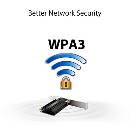 ASUS PCE-AXE59BT WiFi6 6E AX5400 PCI-E Adapter with 2 External Antennas and magnetized Base. Supporting 6GHz Band, 160MHz, Bluetooth 5.2, WPA3 Network Security, OFDMA and MU-MIMO