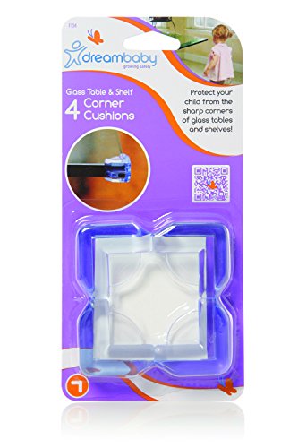 Dreambaby GLASS TABLE & SHELFCORNER, White, 4 Pack