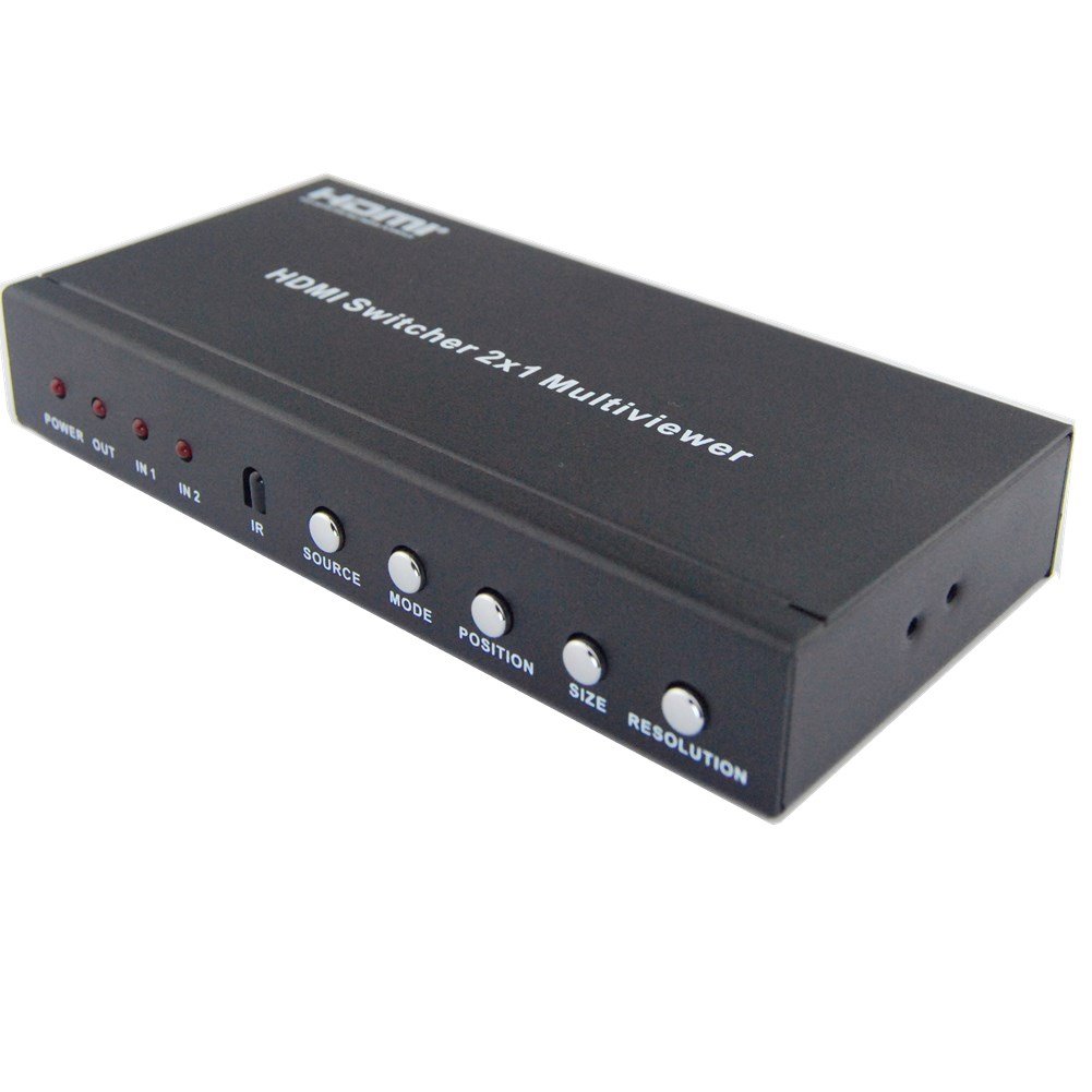 HUIERAV HDMI 2x1 Multi-Viewer Seamless Switch with PIP Function| Support Scaler UP&Down HDMI 1.3a Full HD 1080P | 4 Picture Mode | RS232 and Remote Control