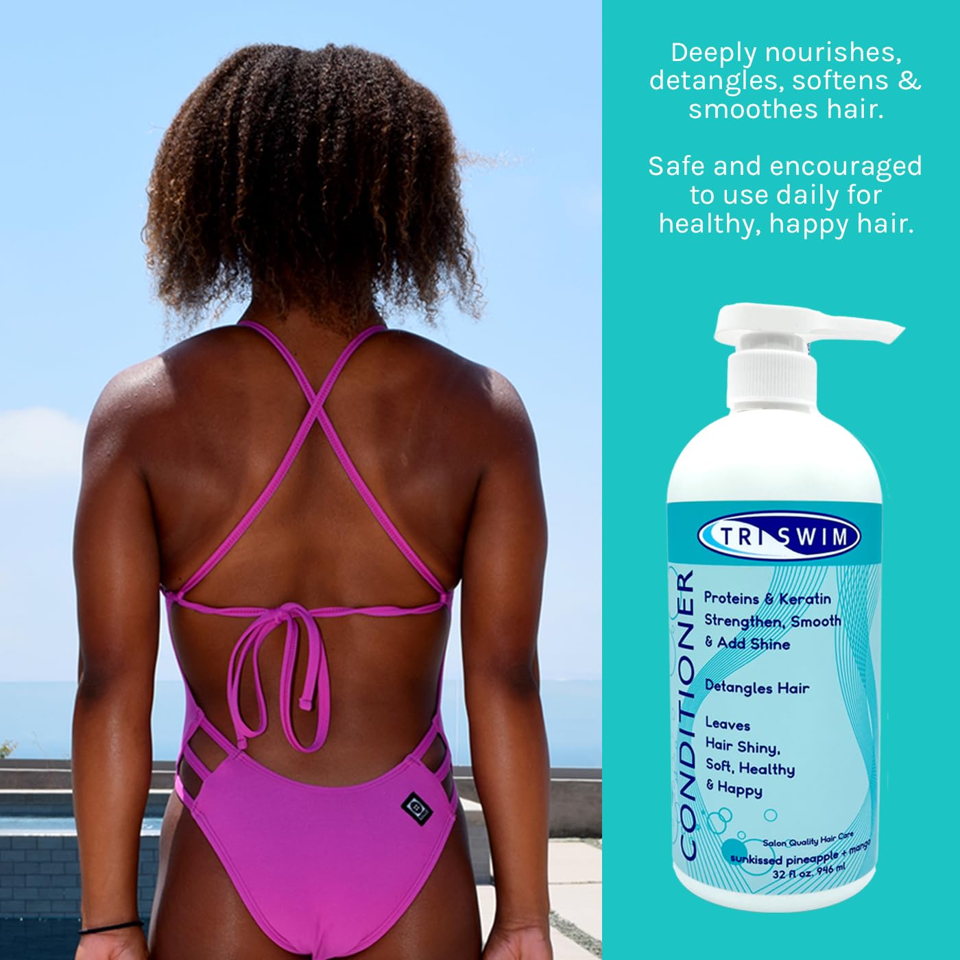 TRISWIM Swimmers Conditioner, Mango 32 Fl Oz