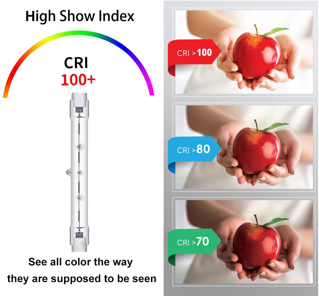 Vannise R7S Bulb 100W, 5 Pack Halogen R7S 78MM T3 100W 120V Halogen Light Bulb, R7S Dimmable 2800K Warm White, Long Lasting 3 Inch Long Double Ended Light Bulb for Work, Security, Landscape Light