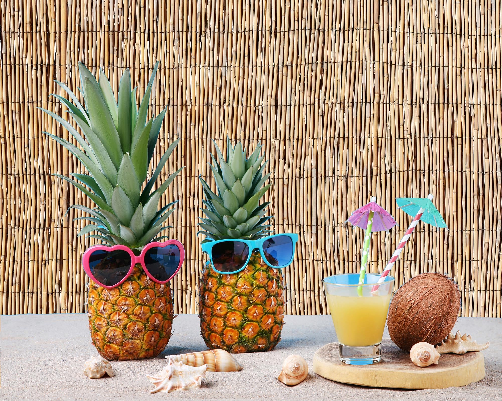 8 x 6ft Hawaiian Beach Reed Backdrop Aloha Luau Party Tiki Bar Decorations Polyester Fabric Photography Backdrop for Photoshoot