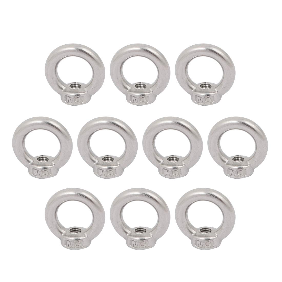 uxcell Lifting Eye Nut M5 Female Thread 304 Stainless Steel Round Shape for Rope Fitting Pack of 10