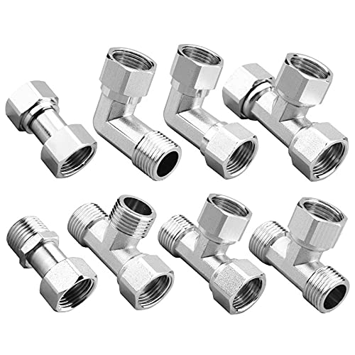 Beduan Stainless Steel 1/2"G Elbow 2 Ends Movable Cap Flexible Connector for Angled Valve, Bidet, Sprayer, Shower Arm(Threaded Diameter:19.8mm/3/4")