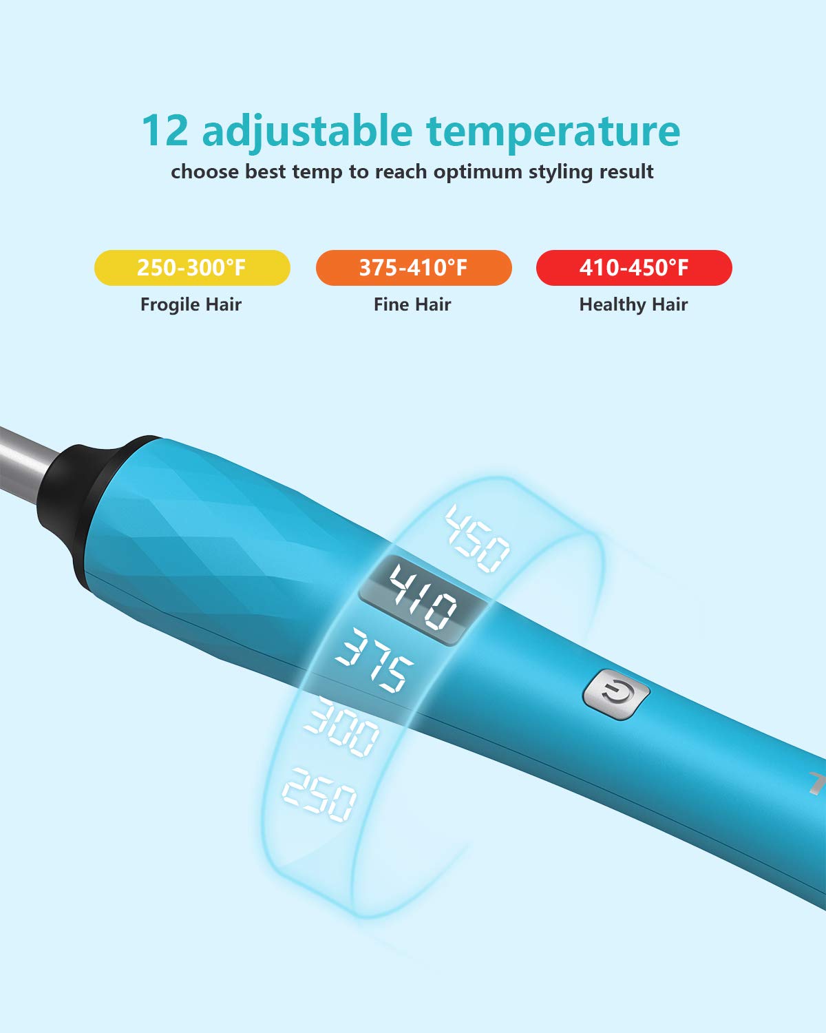 Terviiix Small Barrel Curling Iron Wand, 3/8 Inch Thin Curling Wand Iron for Short & Long Hair, Argan Oil and Keratin Infused Ceramic Tiny Curler with Digital Adjustable Temperature & Auto-Off, 9mm
