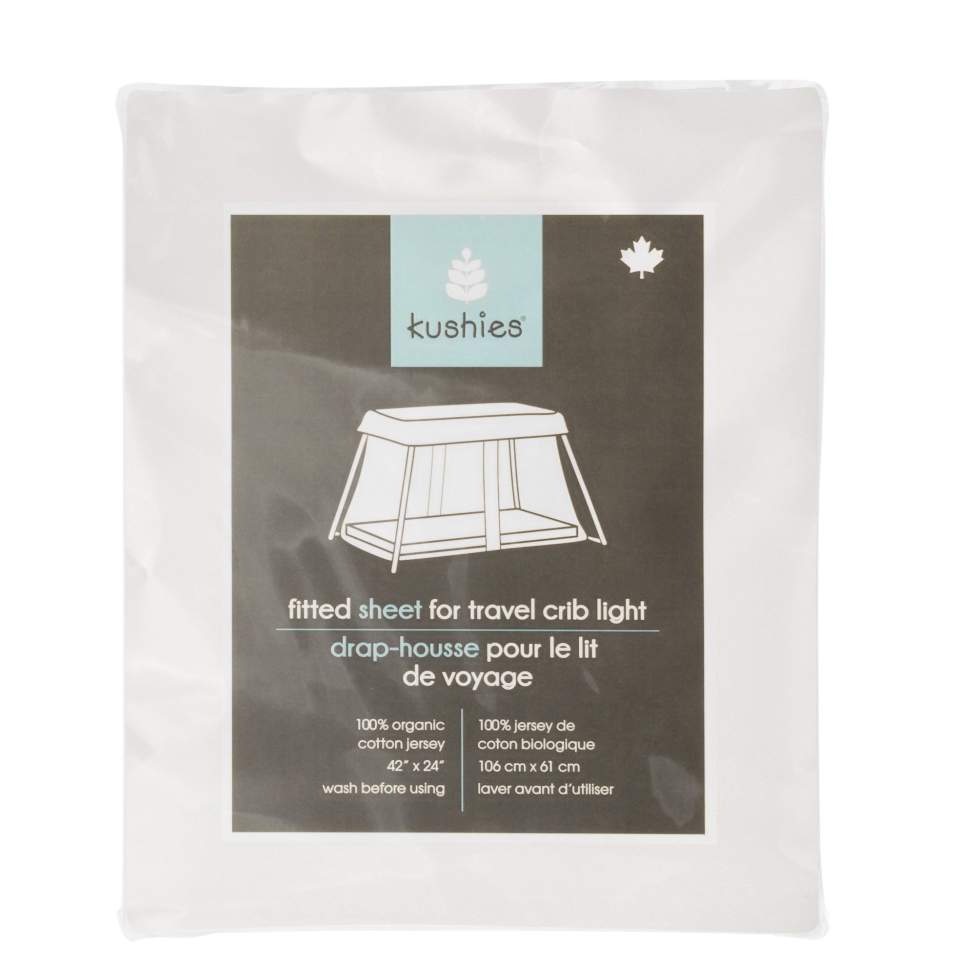 Kushies Baby Travel Crib Sheet Organic Jersey, Off-White
