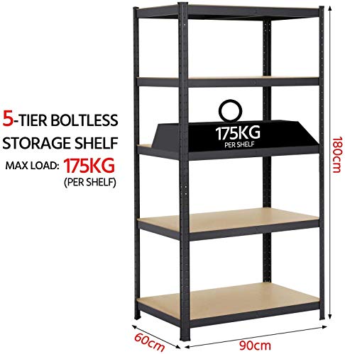 YINF 5-Tier Metal Shelving Unit Adjustable Garage Storage Utility Rack Heavy Duty Shelves Organization Multipurpose Shelf Warehouse Basement Kitchen Living Room 27.5" L x 11.8" W x 59" H, 1 Pack
