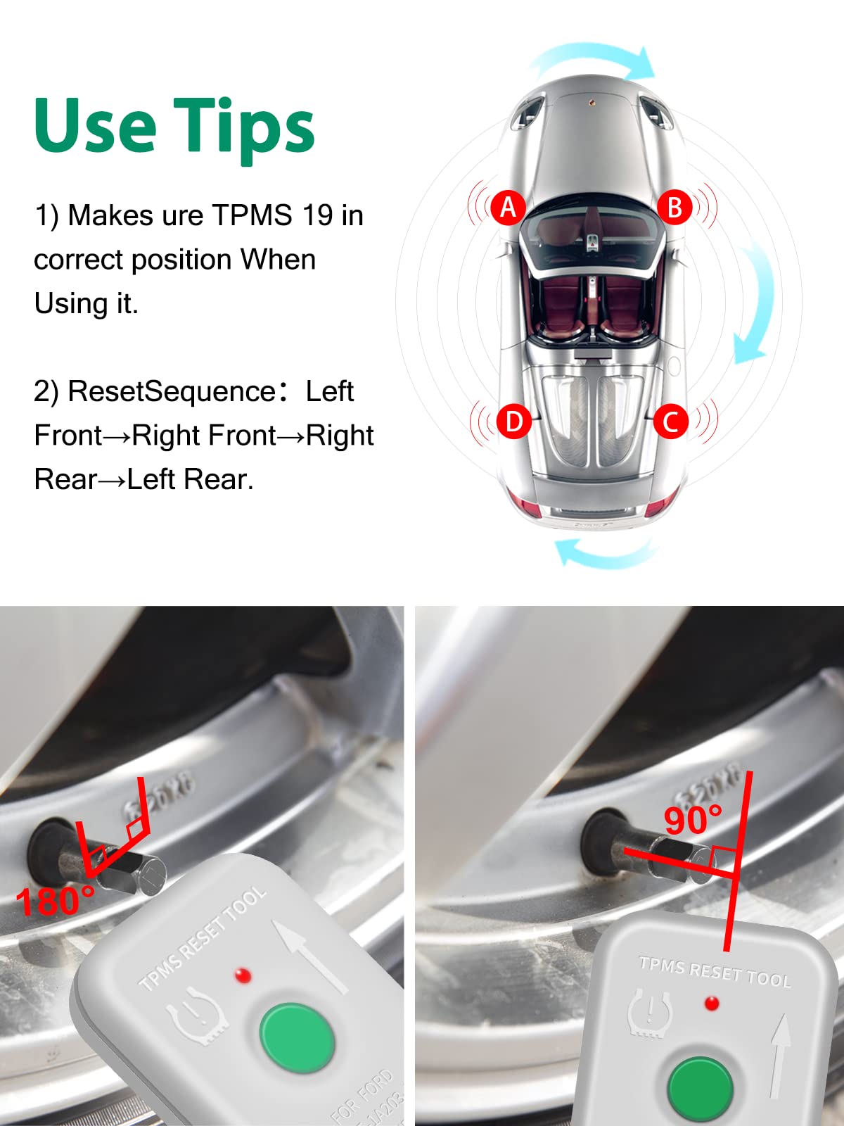 Arozk TPMS Reset Tool Tire Pressure Monitor Sensor Program Train Tool Replacement for F150 Cars Escape Focus Mustang Expedition Explorer Lincoln Navigator Mercury Monterey Mariner Replace TPMS19
