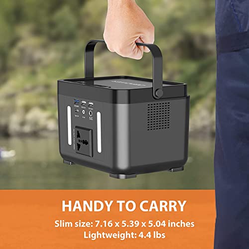 DBPOWER Portable Power Station, Peak 350W Backup Lithium Battery 250Wh 110V Pure Sine Wave AC Outlet Solar Generator Supply(Solar Panel Not Included) for Emergency Outdoor Camping Fishing Hunting CPAP