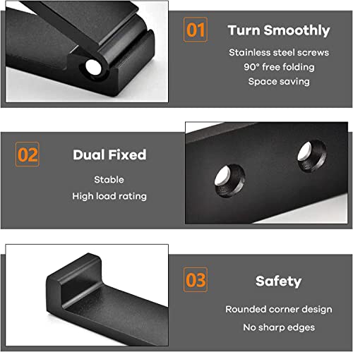 Folding Coat Hooks, Wall Mount Heavy Duty Aluminum Holder Hooks with Screws for Hanging Hat, Bags, Towel, Headphones, Fitness Equipment and More (2-Pack)
