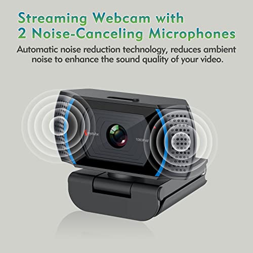 Angetube Webcam with Microphone and Privacy Cover,PC Camera Autofocus Webcam,1080P USB Web Camera with Software Control for Mac and Windows, PC Computer Camera Compatible with Zoom/Skype/Teams/OBS