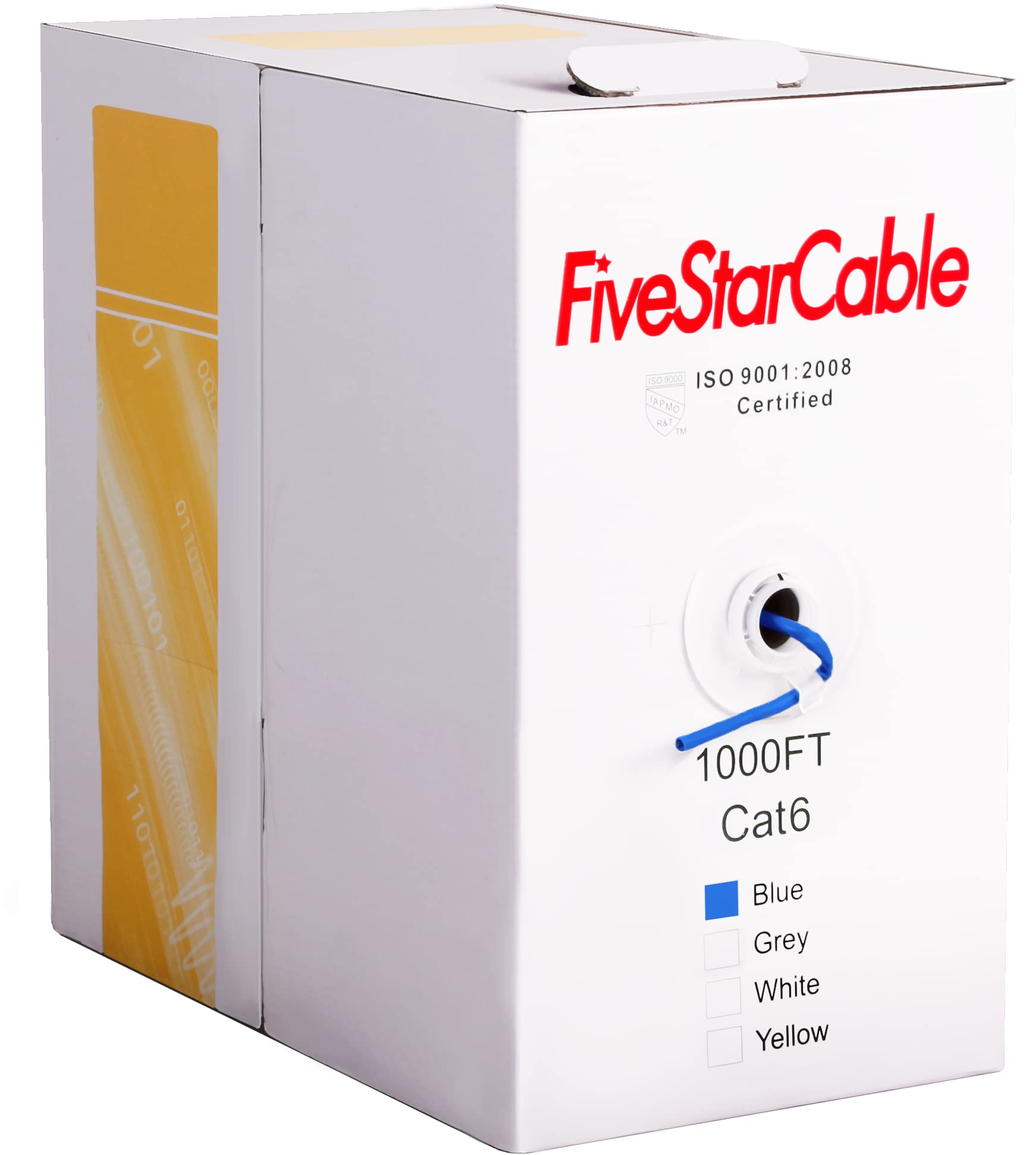 FiveStarCable Cat6 CMR 1000 Ft 23AWG Riser Rated Solid Bare Copper Cable 4 Twisted Pair UTP Bulk Ethernet Router Network POE Security Camera Cable LAN Cable PVC Black