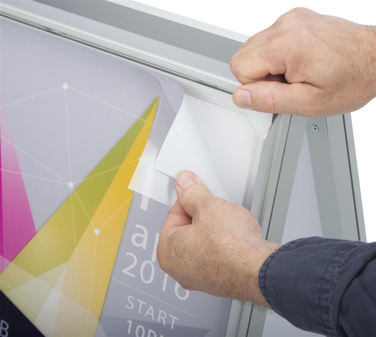 Displays2go Illuminated Sandwich Boards, Double Sided, Aluminum Construction, PVC Lens β Silver Finish (LEDABRD28)