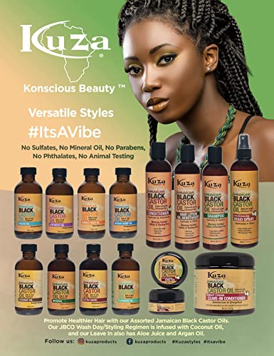 Kuza Jamaican Black Castor Oil Shampoo (8 Oz) – Damaged & Dry Hair Treatment Shampoo for Men & Women