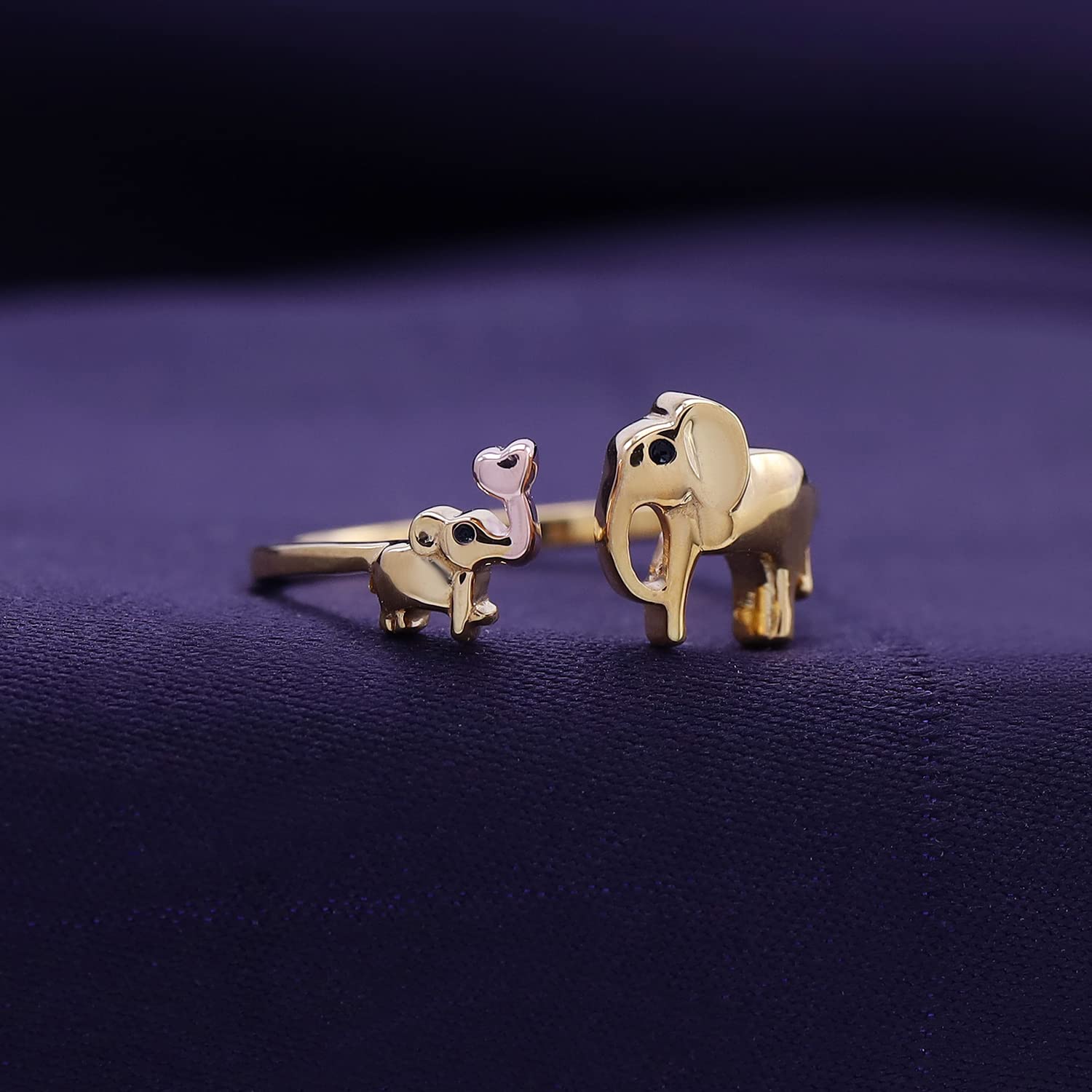AFFY Mothers Day Jewelry Mother Daughter 925 Sterling Silver Elephant Adjustable Ring for Women