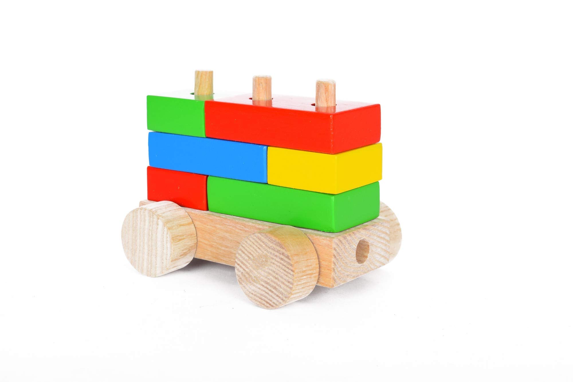 Dreamzberry Wooden Pulling Block Toy Train Construction Vehicle, Educational Toys for Home Learning Kindergarten Motor Skills, Imagination Development Puzzle Preschool Children Toy Set for Kids Age 3+