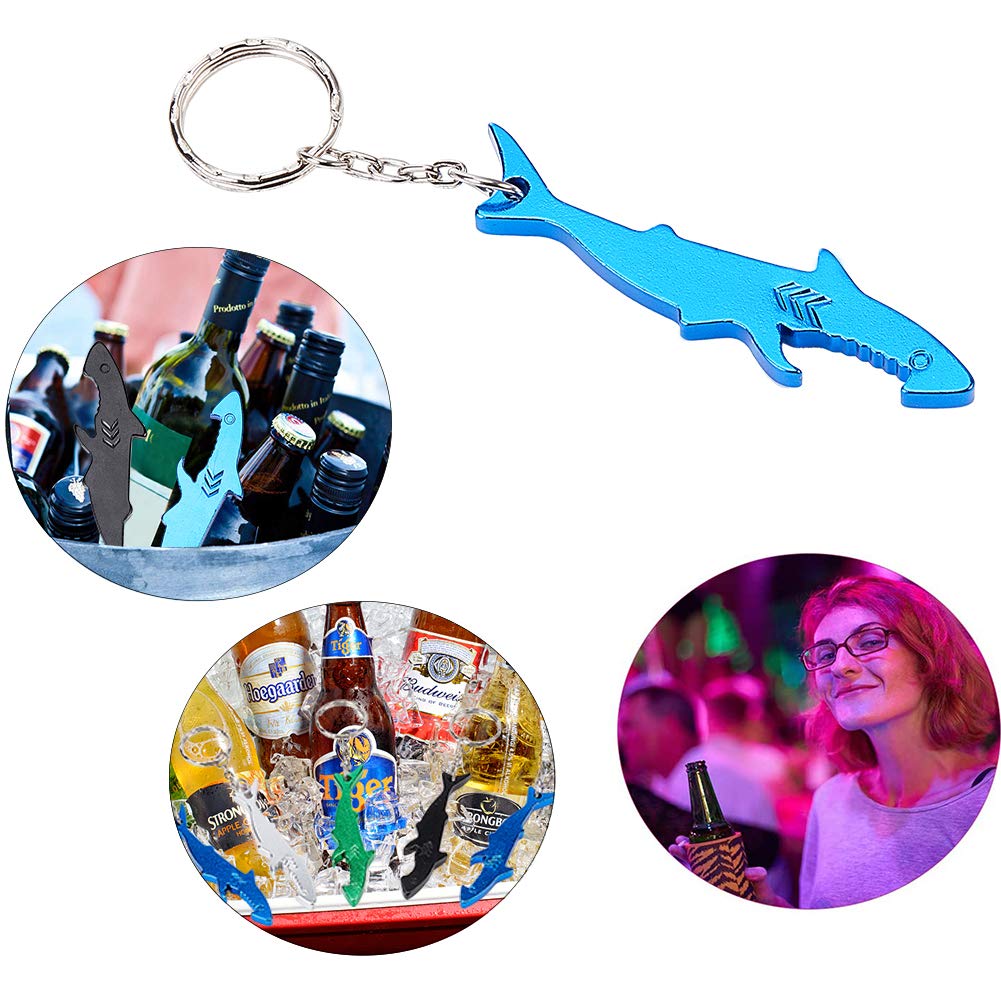 arricraft 12 Pcs Shark Shaped Bottle Opener, Pocketable Keychain Bear Opener for Camping and Traveling, 6 Random Colors