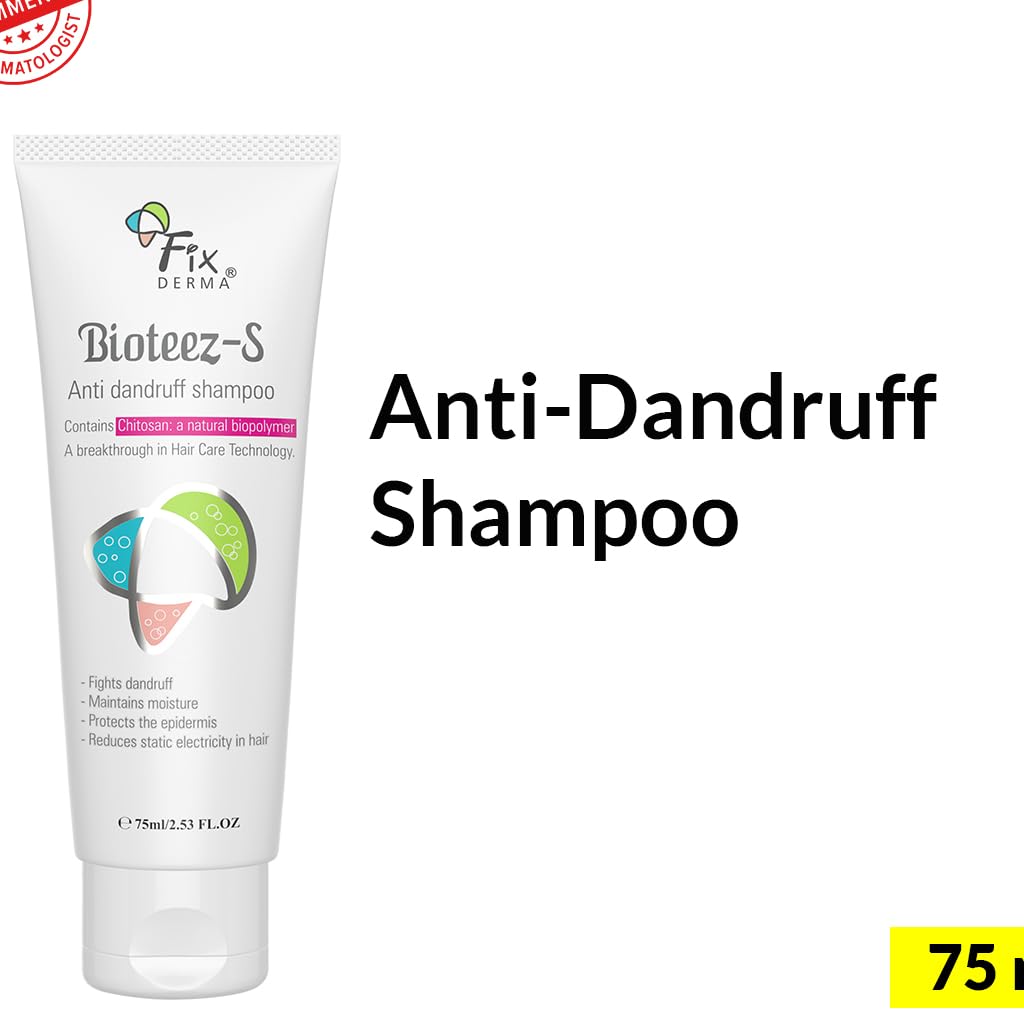 FIXDERMA 2% Salicylic Acid Bioteez-S Shampoo with 1% Zinc Pyrithione & Tea Tree Oil | Anti Dandruff Shampoo | Sulphate & Paraben free Shampoo - 2.65 Fl Oz