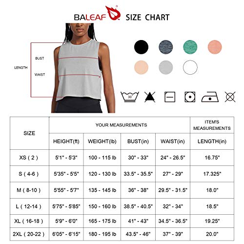 BALEAF Women's Tops Workout Tank Top Crop Tops Cropped Athletic Gym Muscle Shirts Yoga Trendy Heather Gray XL