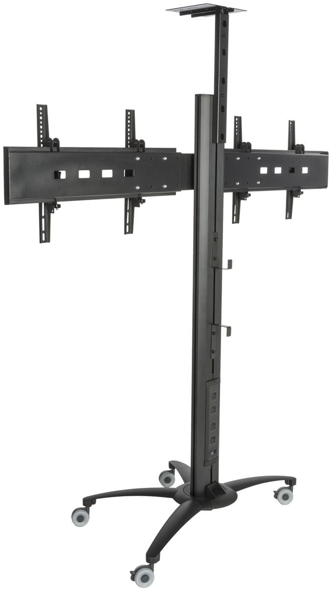 Displays2go Mobile TV Stand with Travel Case, Steel, Aluminum, MDF, EVA Form โ Black (LPGPWBC2S)