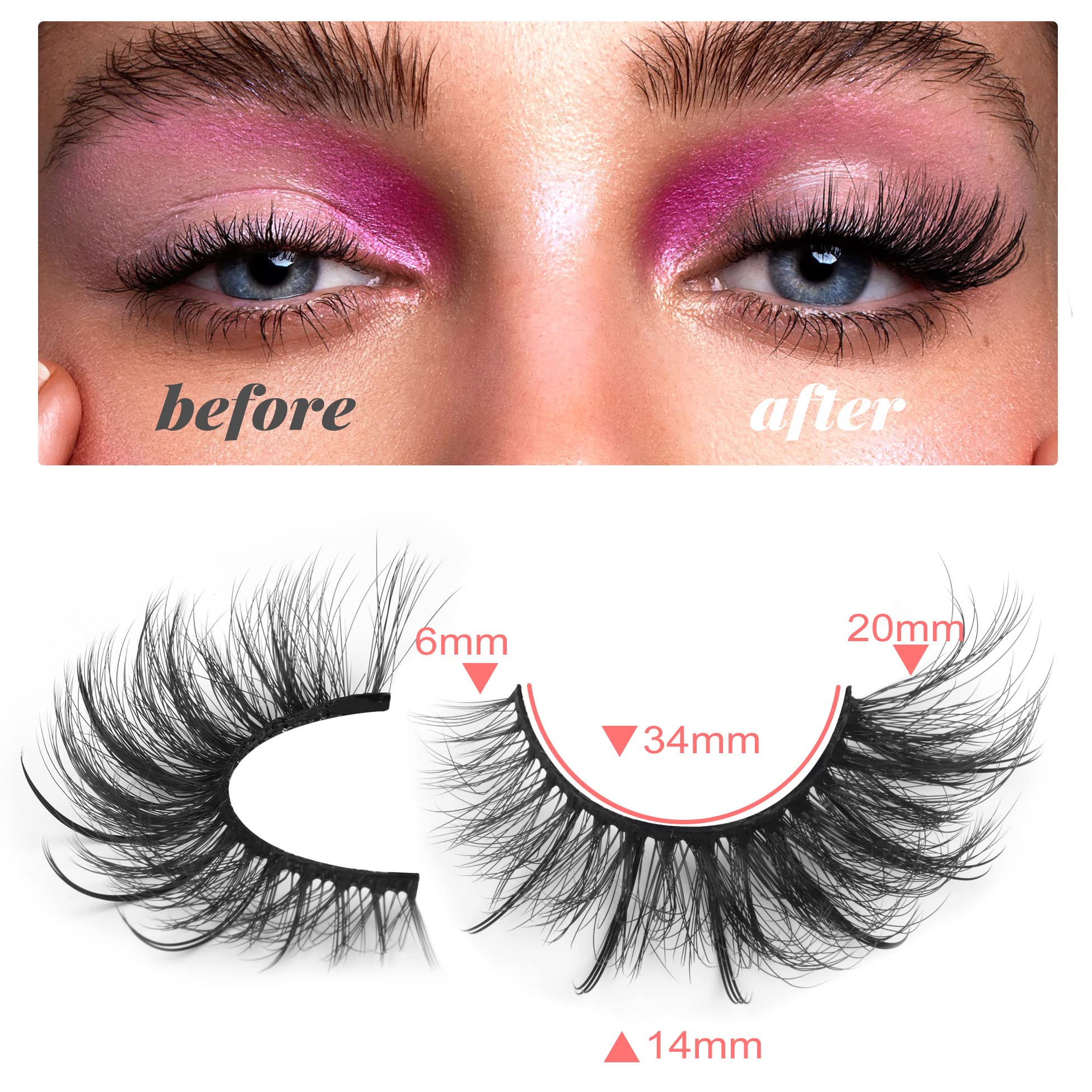 ALICE Eyelashes Fairy Fox Eye Lashes False Eyelashes Mink Wispy Strip Lashes Pack Fluffy Volume Cat Eye Lashes Fake Eye Lashes 9 Pairs