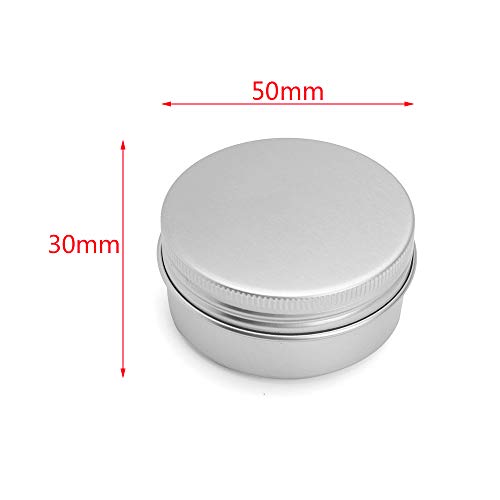 Ymkf Sqqr 60 Pack aluminum round lip balm tin container bottle with screw thread lid - great for store spices, candies, tea or gift giving, (1oz)