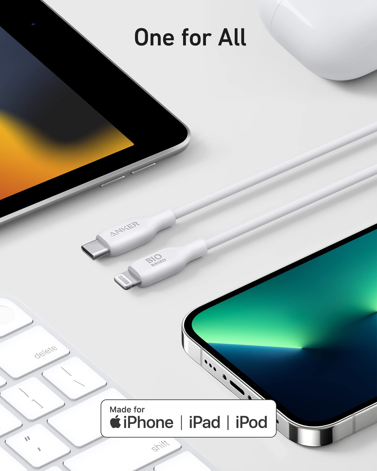 Anker USB-C to Lightning Cable, 541 Cable 6ft 525 Charging Station, 7-in-1 USB C Power Strip for iphone12/13, Max 65W