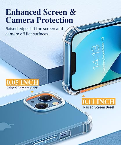 GVIEWIN Designed for iPhone 13 Case 6.1 Inch, with Tempered Glass Screen Protector + Camera Lens Protector Clear Soft & Flexible Shockproof Transparent Protective Bumpers Phone Cover(Clear)