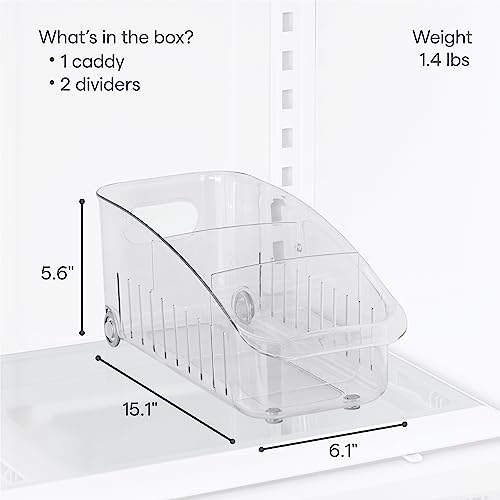 YouCopia RollOut Fridge Drawer 6", BPA-Free Clear Rolling Refrigerator Organizer Bin with Adjustable Dividers and Handles for Produce, Food, Meal and Snack Storage