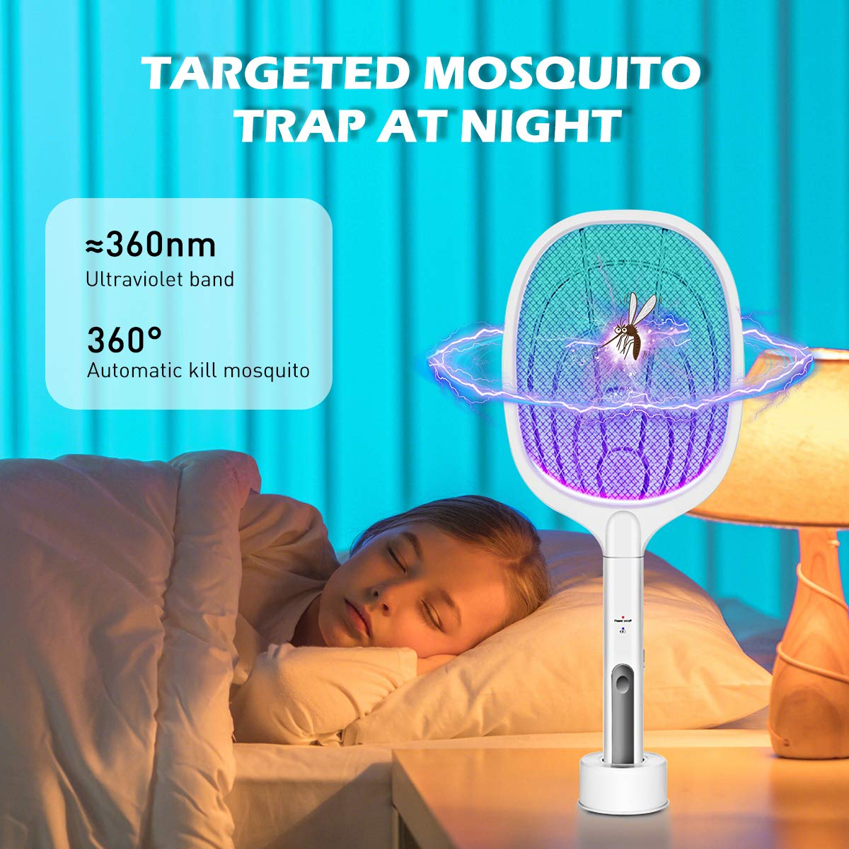Bug Zapper, 3000 Volt Indoor & Outdoor Electric Fly Swatter,USB Rechargeable Mosquito Killer Racket for Home Bedroom, Kitchen,Office, Backyard, Patio,Safe to Touch with 3-Layer Safety Mesh-2 Pack