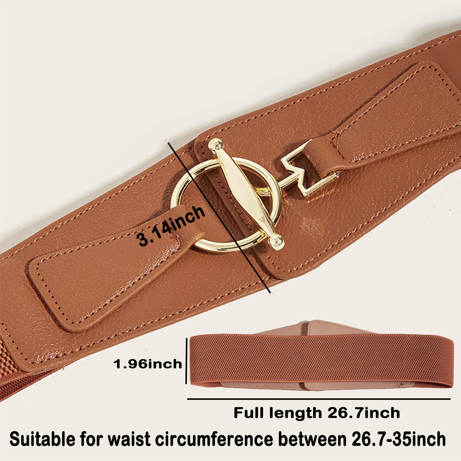 AONEWIN Women's Belt, Wide Belt Vintage Girdle Belt Elastic Leather Belt