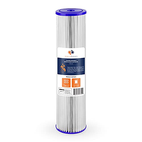 Aquaboon 1 Micron 20" x 4.5" Pleated Sediment Water Filter Replacement Cartridge | Whole House Sediment Filtration | Compatible with ECP5-BB, AP810-2, HDC3001, CP5-BB, SPC-45-1005, ECP1-20BB, 1-Pack