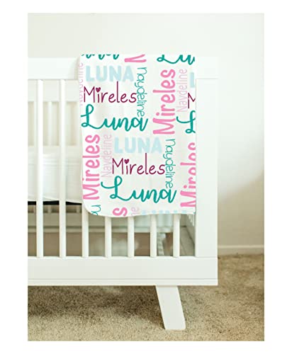 Personalized Baby Blanket with Name –Extra Soft, Premium Quality Baby Blanket for Girls & Boys with Customized Full Name Dyed Into Fabric–Fade Proof, Machine-Washable (Bubblegum Bubble)