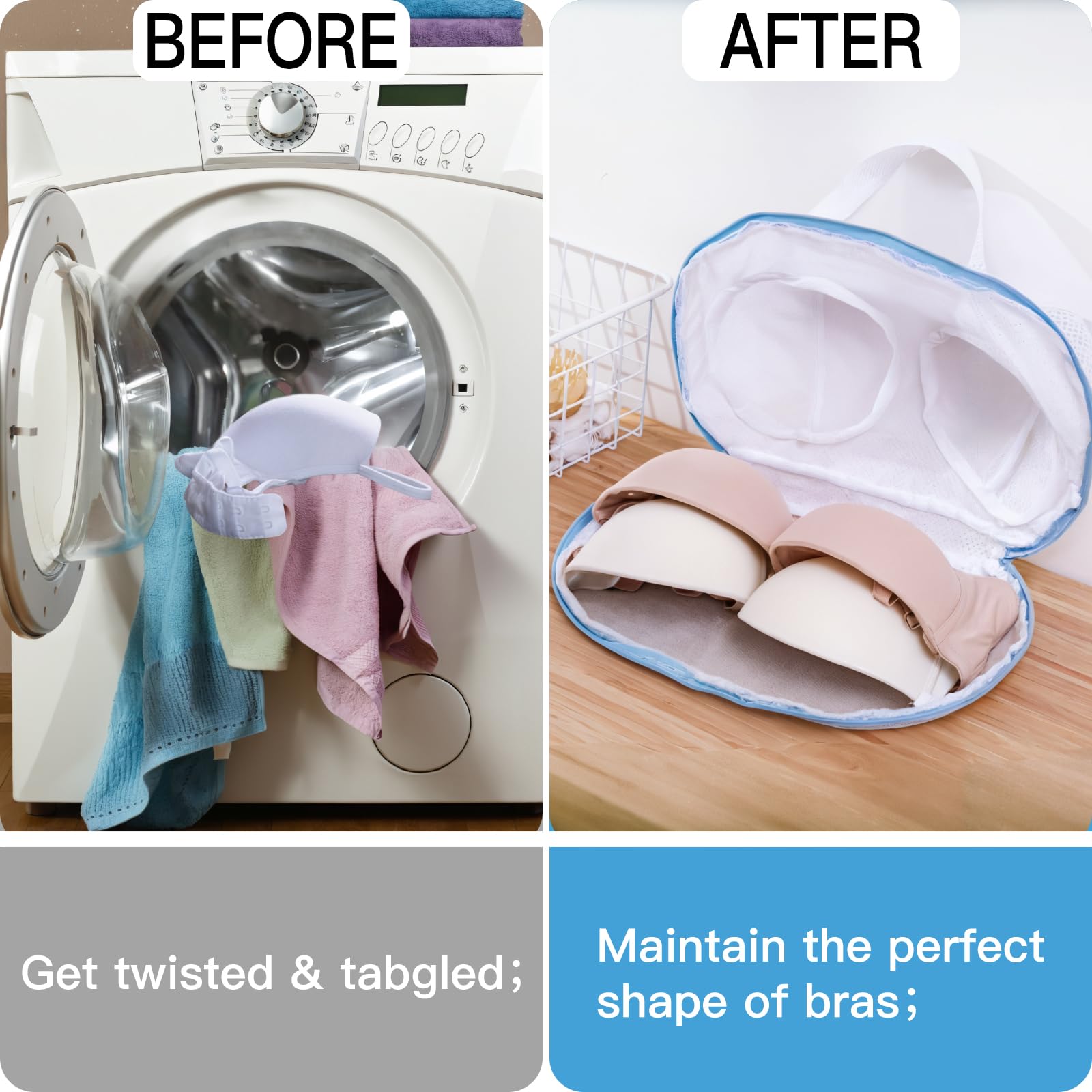 Bra Washing Bags for Laundry, 5 Pcs Bra Laundry Bags for Washing Machine and 5 Pcs Honeycomb Mesh Laundry Bags, Lingerie Bags for Washing Delicates, Bra Washer Protector for Laundry