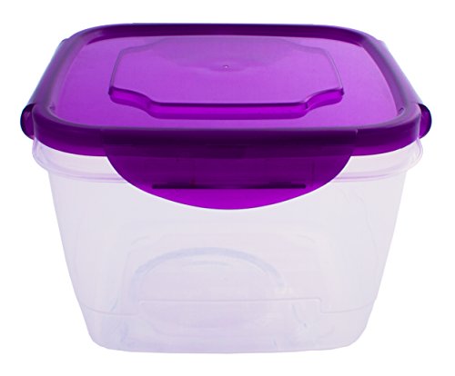 Imperial Home 10 Pc Food Storage Set, Plastic Containers for Food, Airtight Lock Lids, Reusable, Microwave, Refrigerator, & Freezer Safe, 100% Leak Proof, BPA-Free, Stain Resistant, Multicolor Square