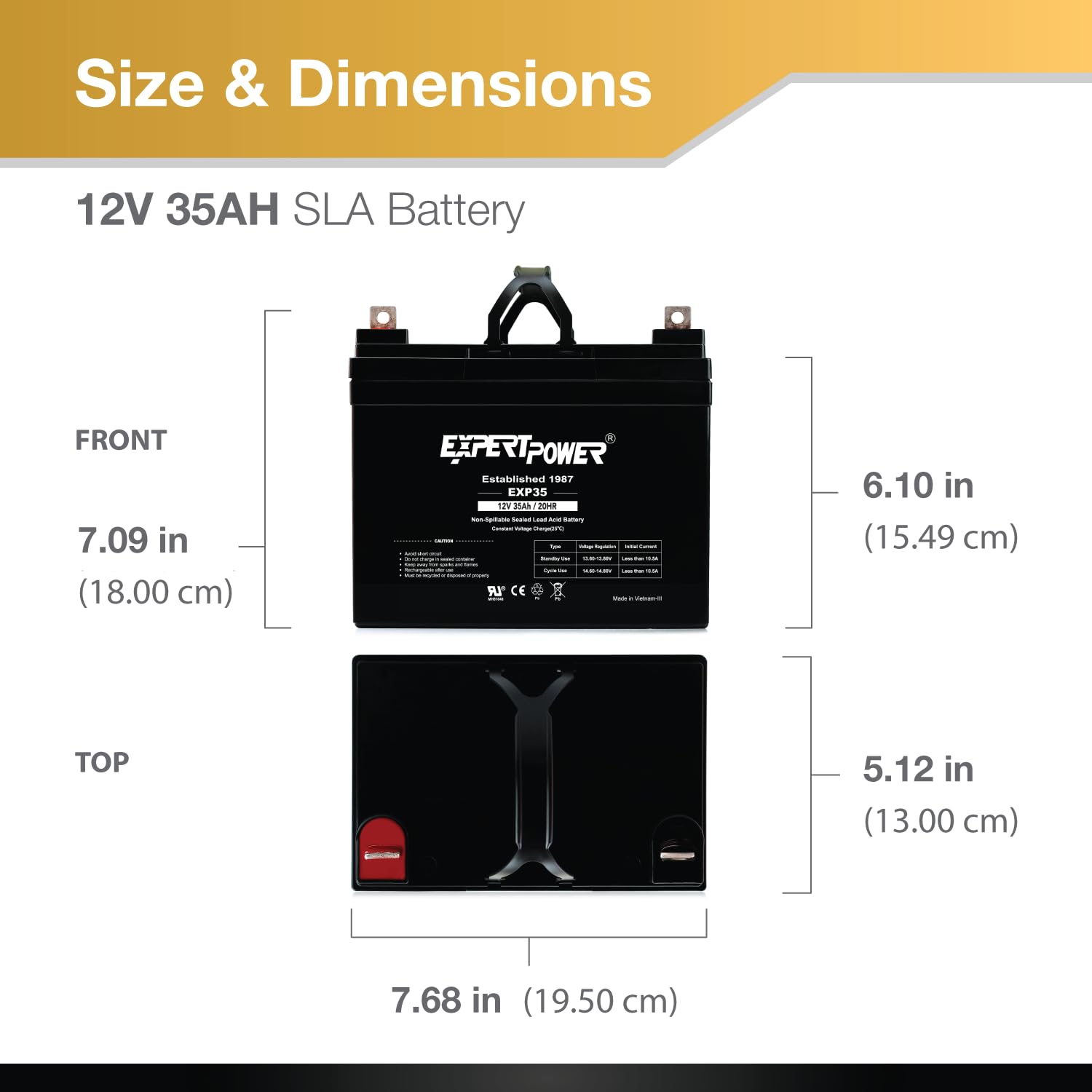 ExpertPower 12 V 35 AH EXP 12350 Sealed Lead Acid Battery Deepcycle Solar Energy Storage