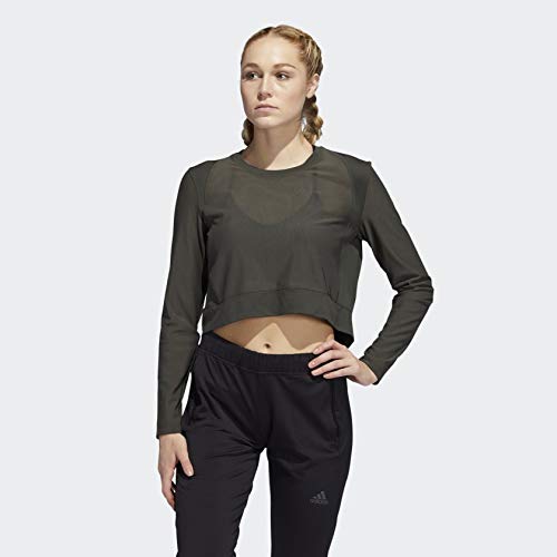 adidas Womens Mesh Basic T-Shirt, Green, X-Small