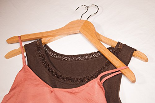 Topline Classic Wood Shirt Hangers - 30-Pack (Natural Finish)