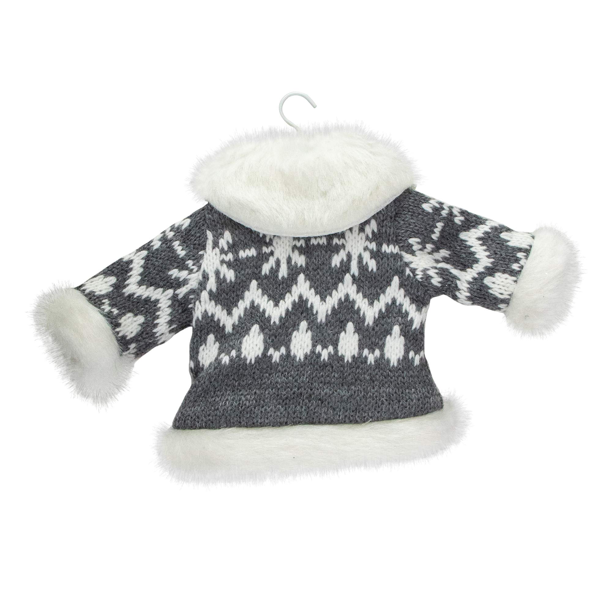 8" Gray and White Knit Nordic Print Sweater Christmas Ornament