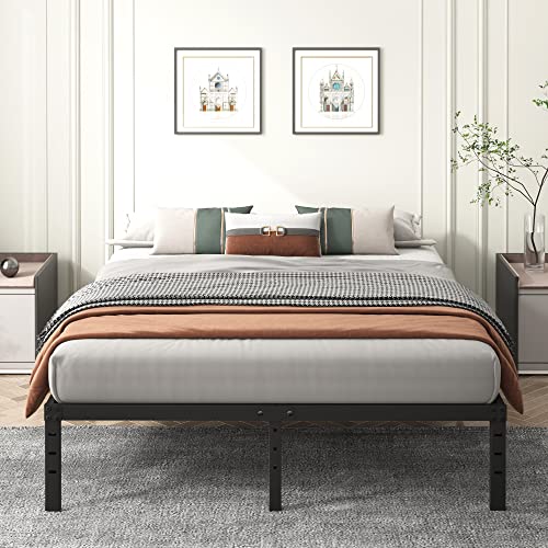 YUSENHEEI 14 Inch Full Size Bed Frame, No Box Spring Needed, Heavy Duty Metal Platform Bed Frame with Large Underbed Storage Space, Noise Free, Easy Assembly, Black