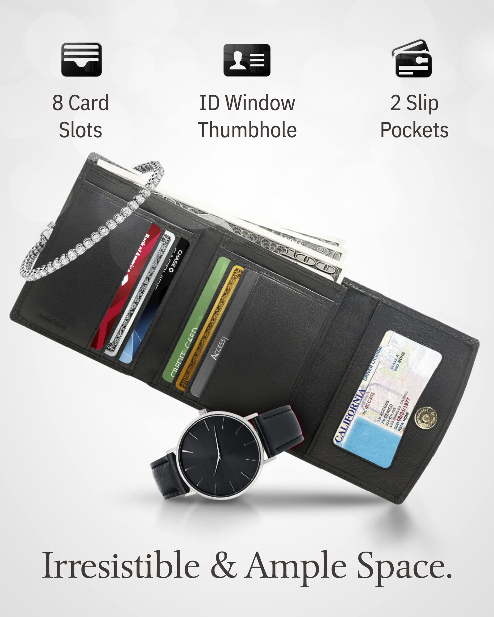 Access Denied REAL LEATHER Small Wallets For Women - Compact Ladies Credit Card Holder With Coin Purse RFID Holiday Gifts For Her
