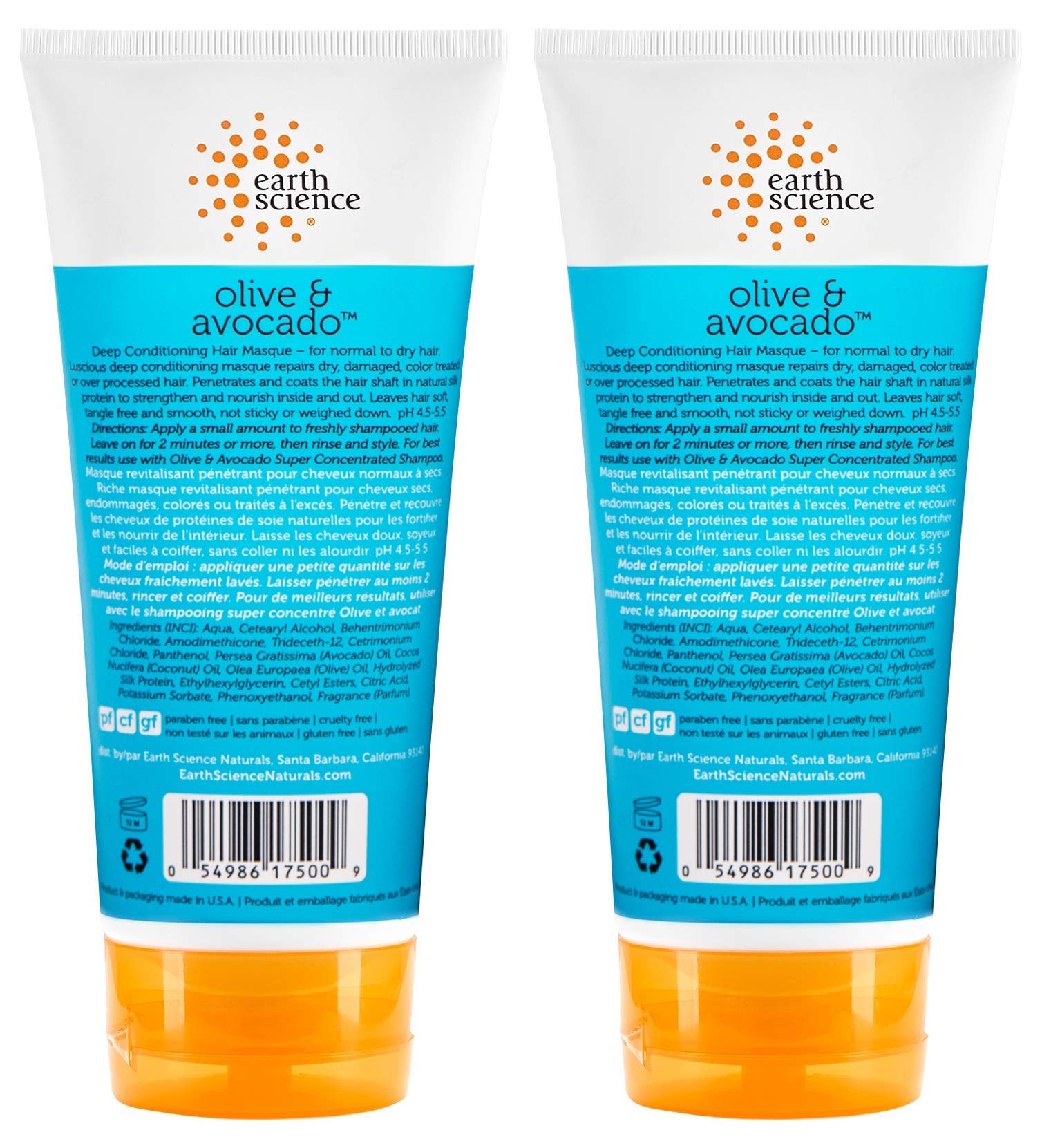 EARTH SCIENCE - Olive & Avocado Deep Conditioning Hair Masque: For Normal to Dry Hair (2 pk, 6 oz.)