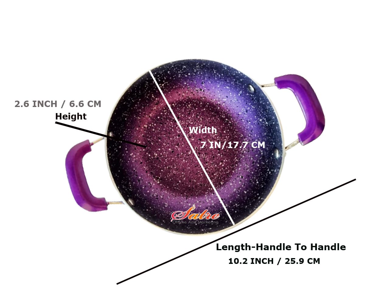 Satre Online and Marketing Mini Aluminium Induction Base Kadhai, Non Stick, Fry Pan - Puple