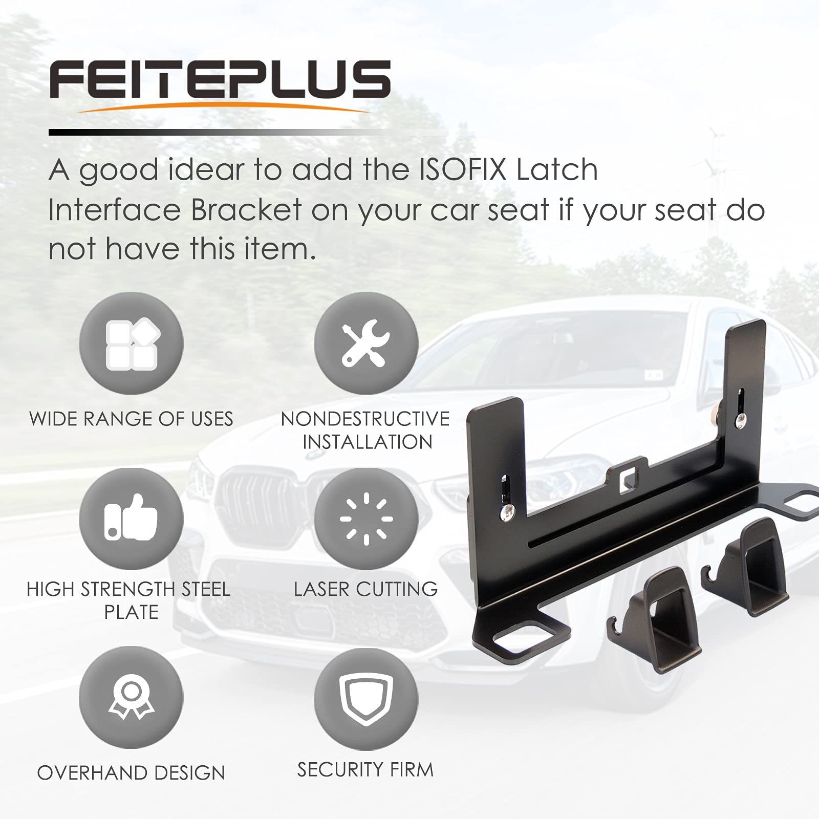 Universal Car Seat ISOFIX Latch Interface Bracket Mounting for Baby Safety Chair (Guide Groove Free Send)