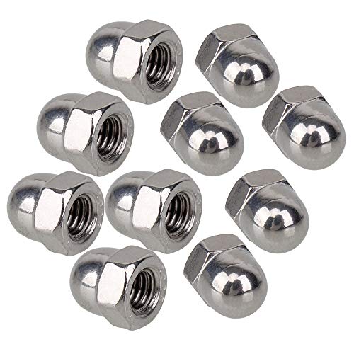 BQLZR 304 Stainless Steel Cap Acorn Hex Nut M6 Right Hand Threads Marine Replacement for 2007 XC90 PlateïŒReplacement for 2009 S-60 Pack of 10
