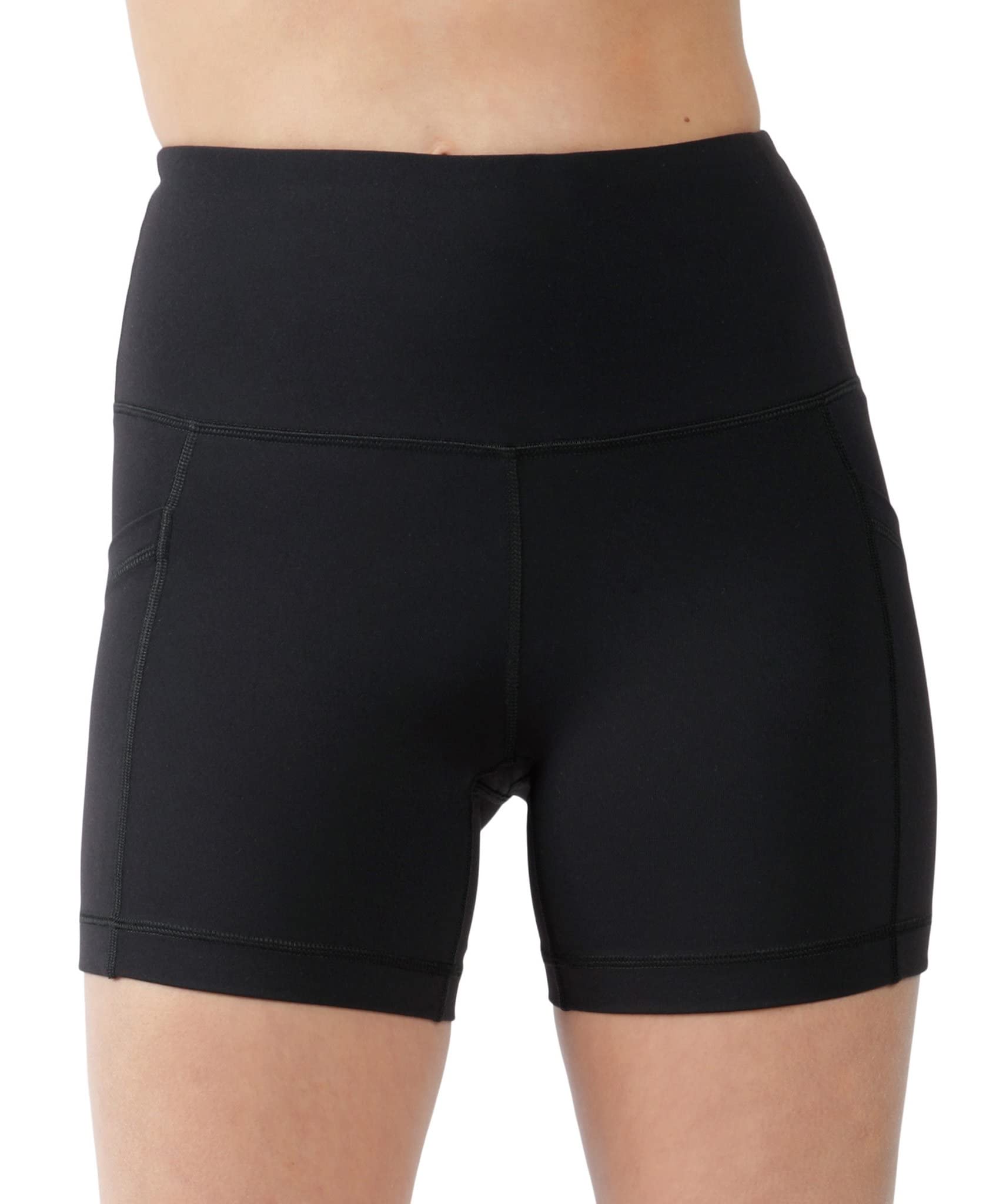 90 Degree By Reflex - High Waist Power Flex Biker Shorts with Side Pockets - 5", 7", 9" - Shire Green 9" - Medium